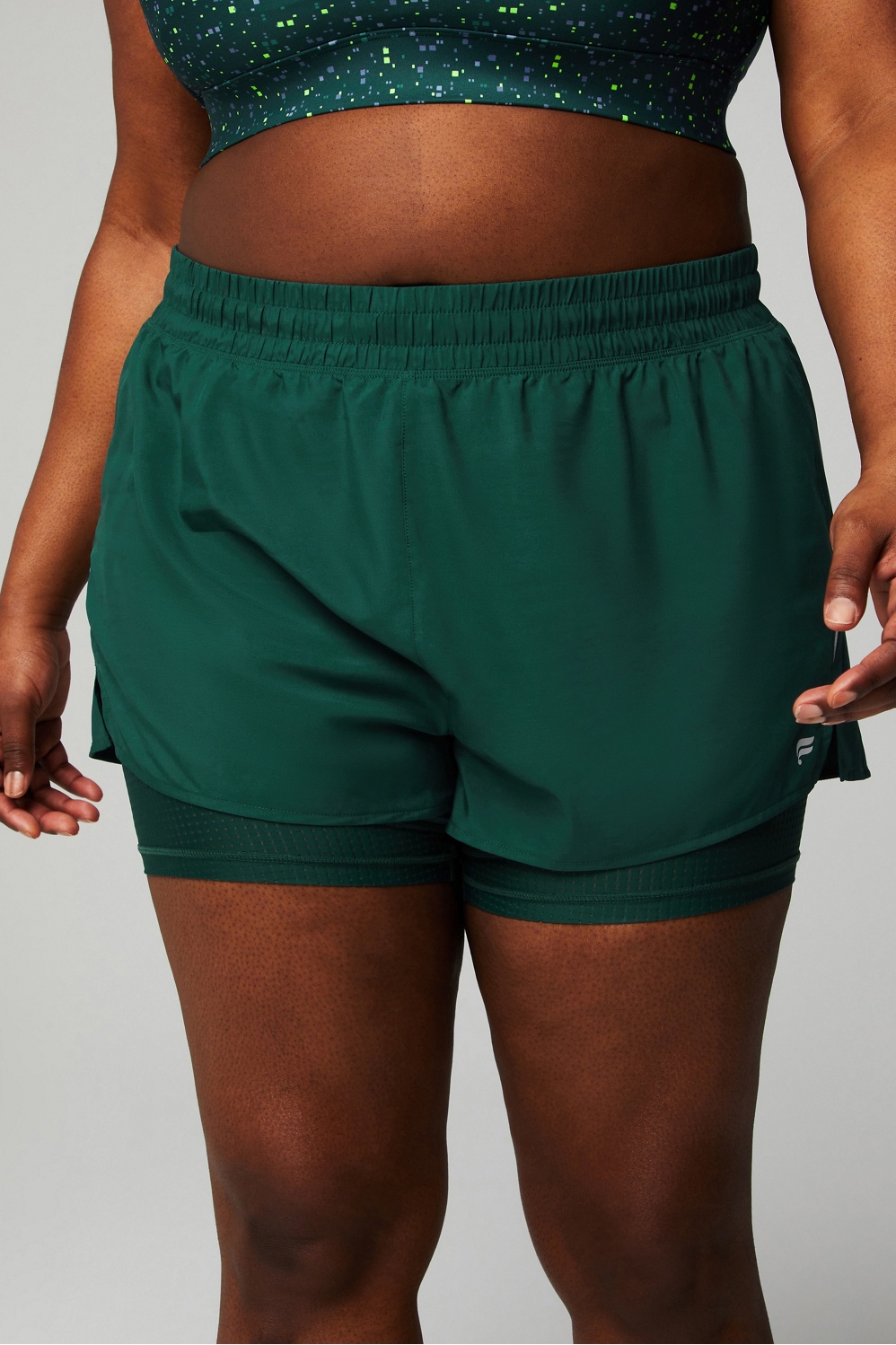 Perforated Run Shorts 5" Womens green plus 3X Fabletics - My-Boutique.co.uk